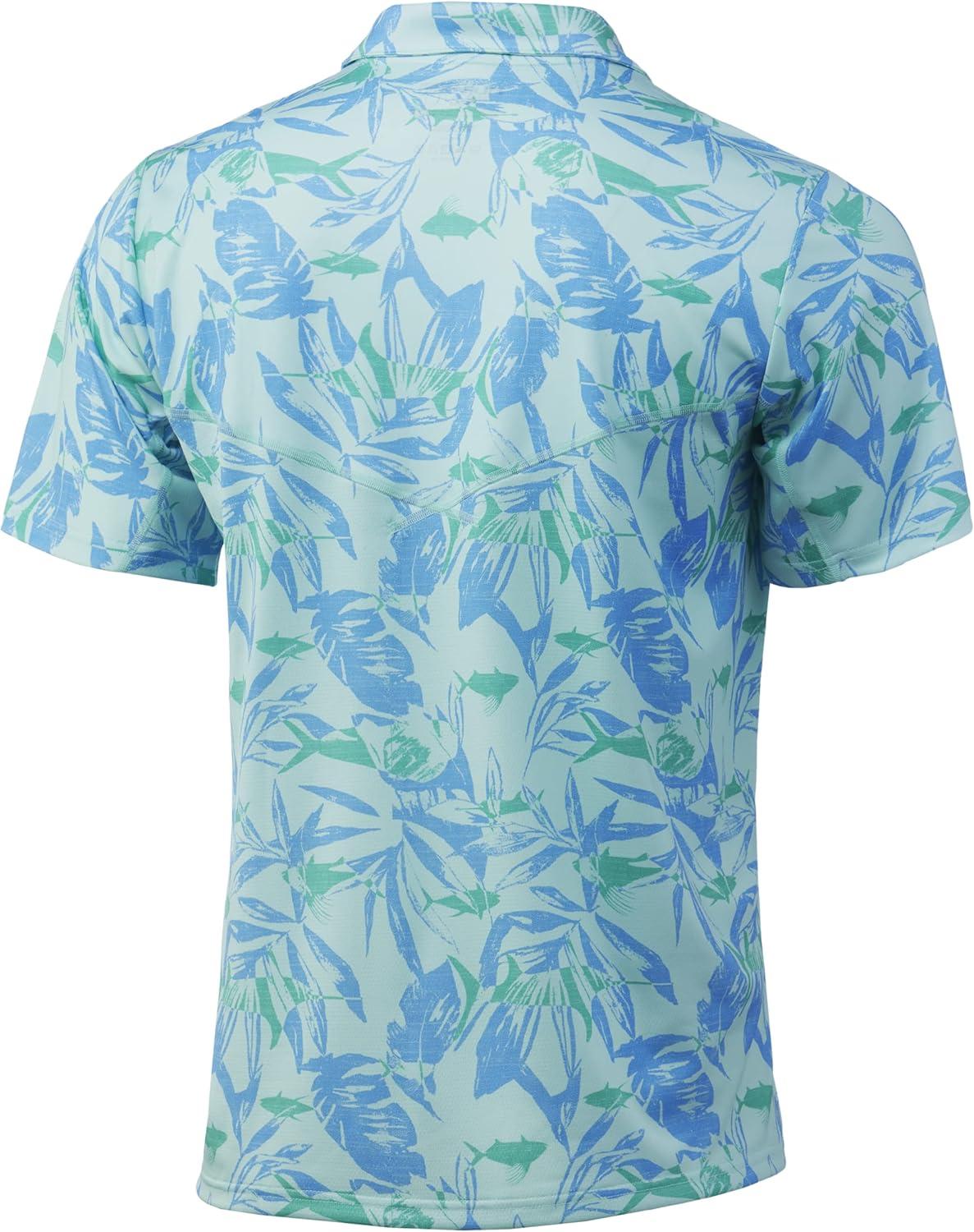 HUK Men’s Icon X Polo | Fishing Shirt with +50 UPF Sun Protection(Ocean ...