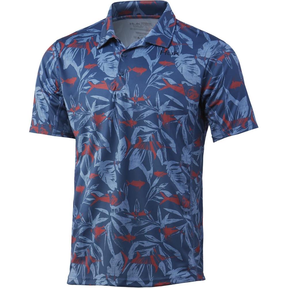 HUK Men’s Icon X Polo | Fishing Shirt with +50 UPF Sun Protection(Ocean ...